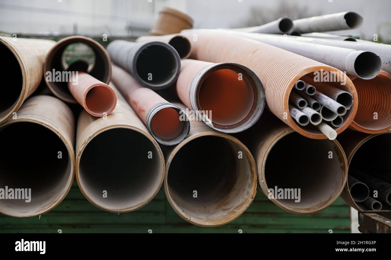 Detail of pipes for construction and water canalization Stock Photo - Alamy