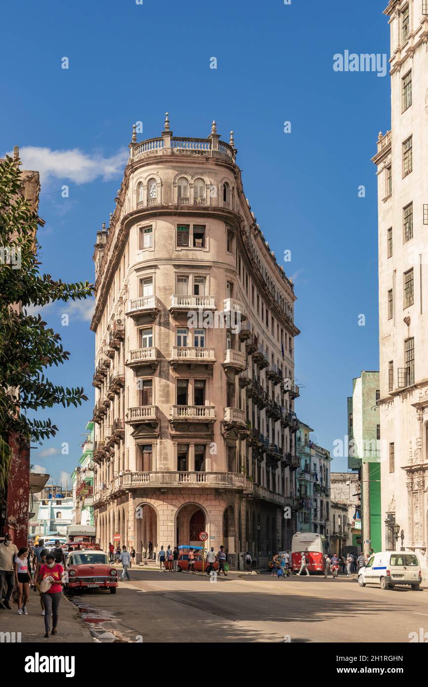 Havana Cuba. November 25, 2020: Moure building, at the entrance to the ...
