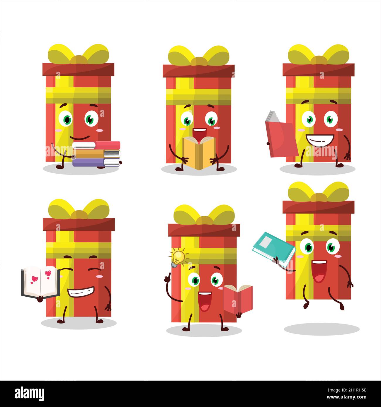 A picture of long gift box cartoon character concept reading an amusing ...