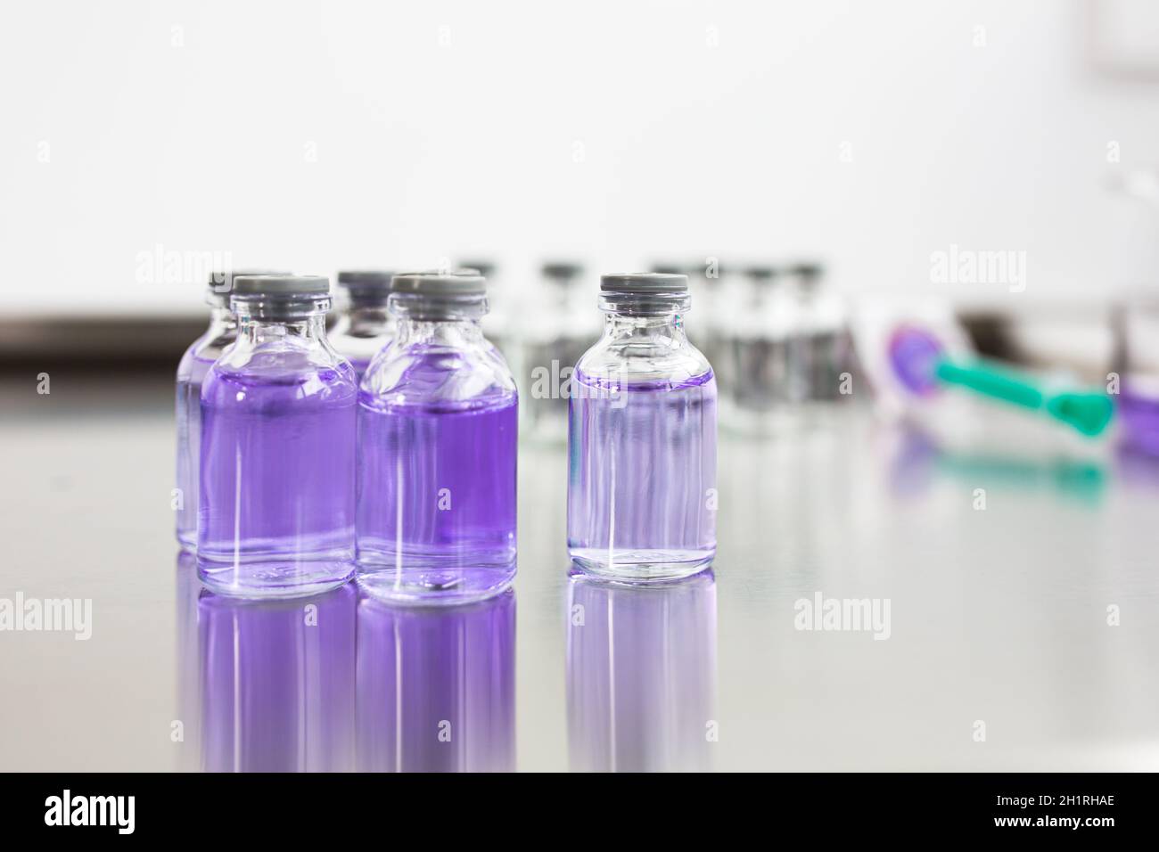 Flasks with liquids in a lab - Pharmaceutical industry factory and ...