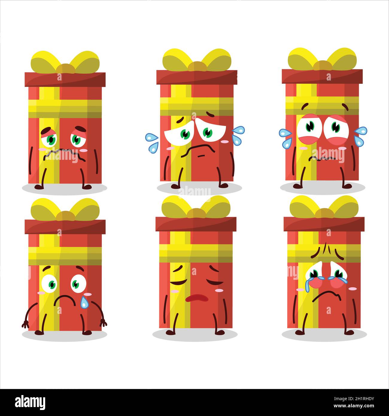 Long gift box cartoon character with sad expression. Vector ...