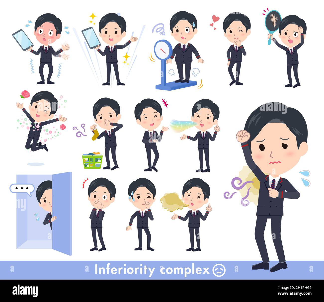 A set of postoffice suit man on inferiority complex.It's vector art so ...
