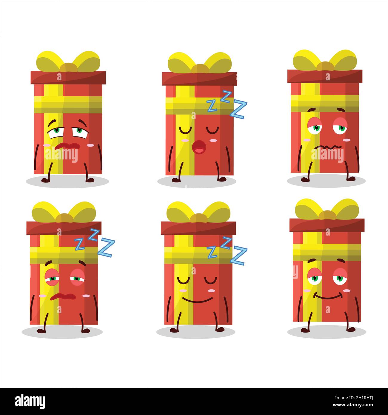 Cartoon character of long gift box with sleepy expression. Vector ...