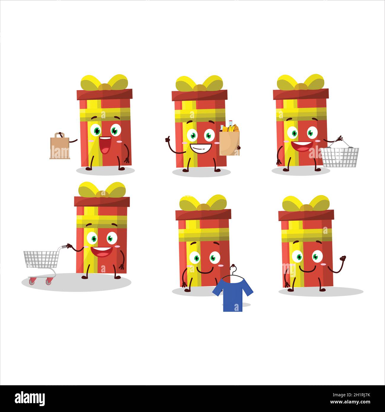 A Rich long gift box mascot design style going shopping. Vector ...