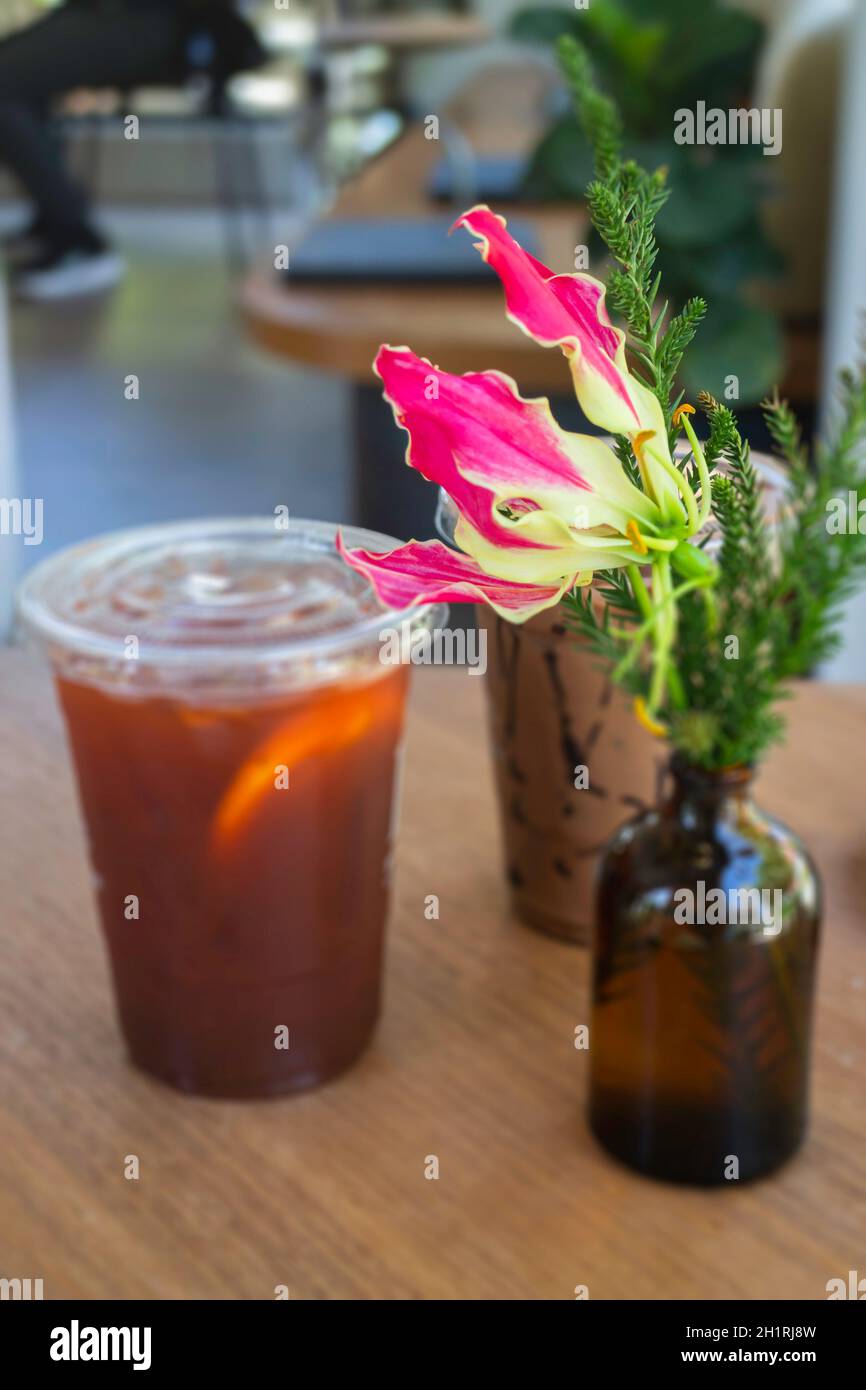 Glass of iced drink on the table, stock photo Stock Photo - Alamy
