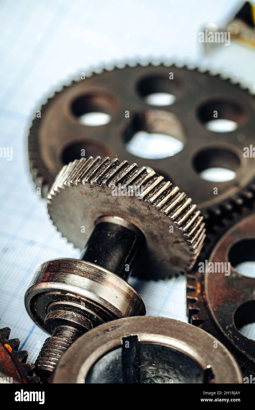 Close up of old rusty car parts on dark background Stock Photo - Alamy