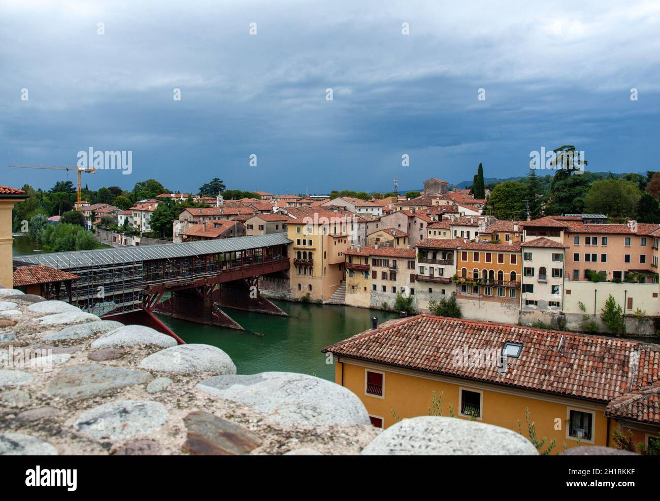 Bassano del Grappa, Italy - September 6, 2019: The wooden covered ...