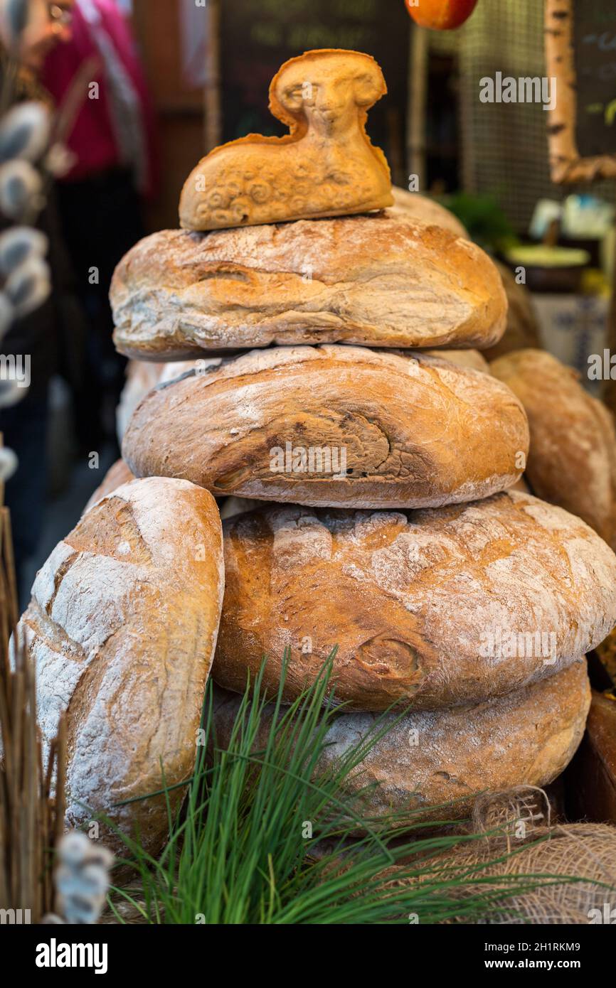 The loaf of rustic bread traditionally roasted Stock Photo - Alamy