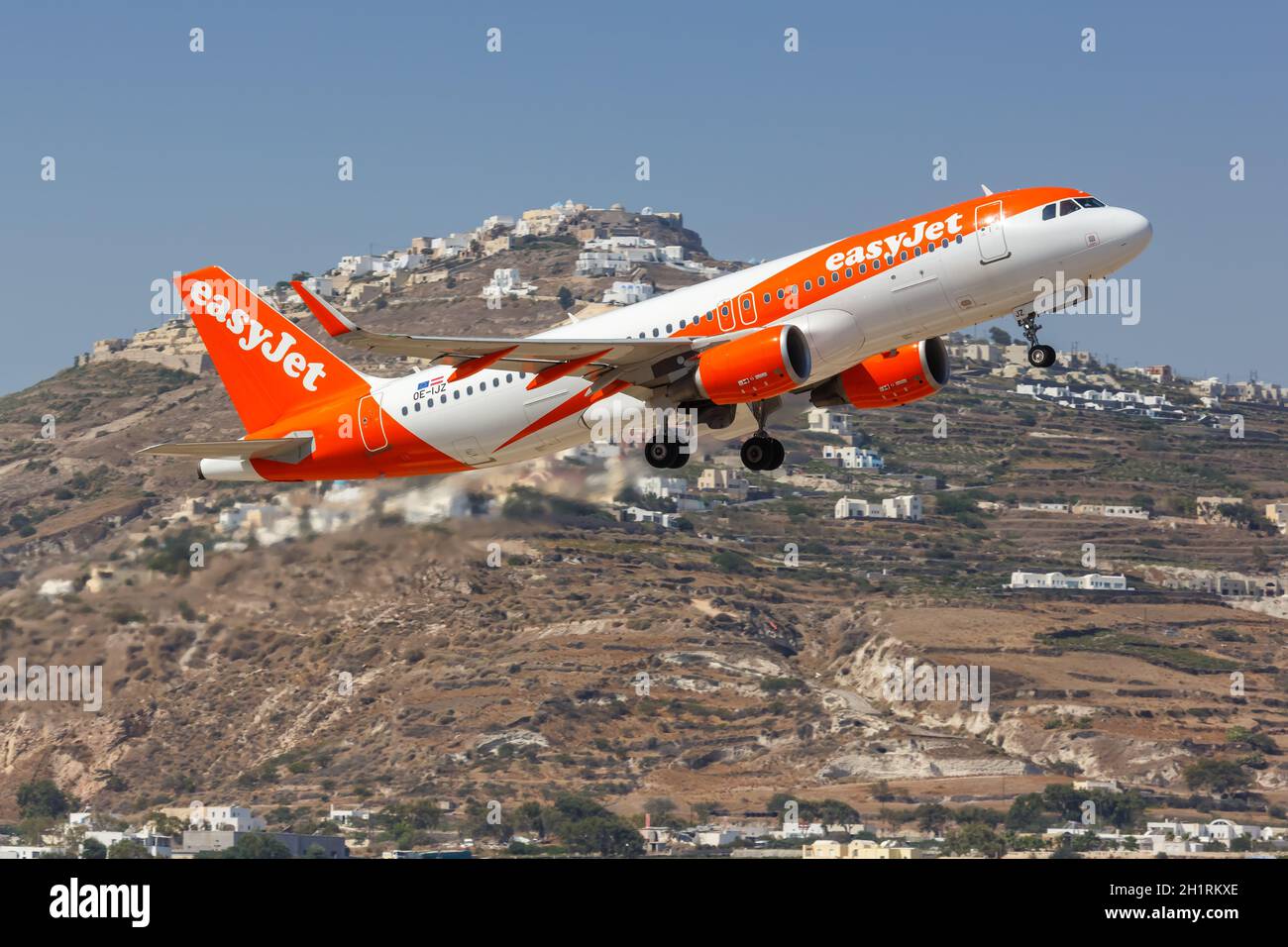 Santorini, Greece - August 4, 2021: EasyJet Airbus A320 airplane at ...
