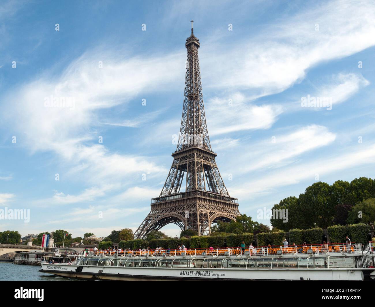 A view of a Seine river with Eiffel Tower in Paris. The most famous ...