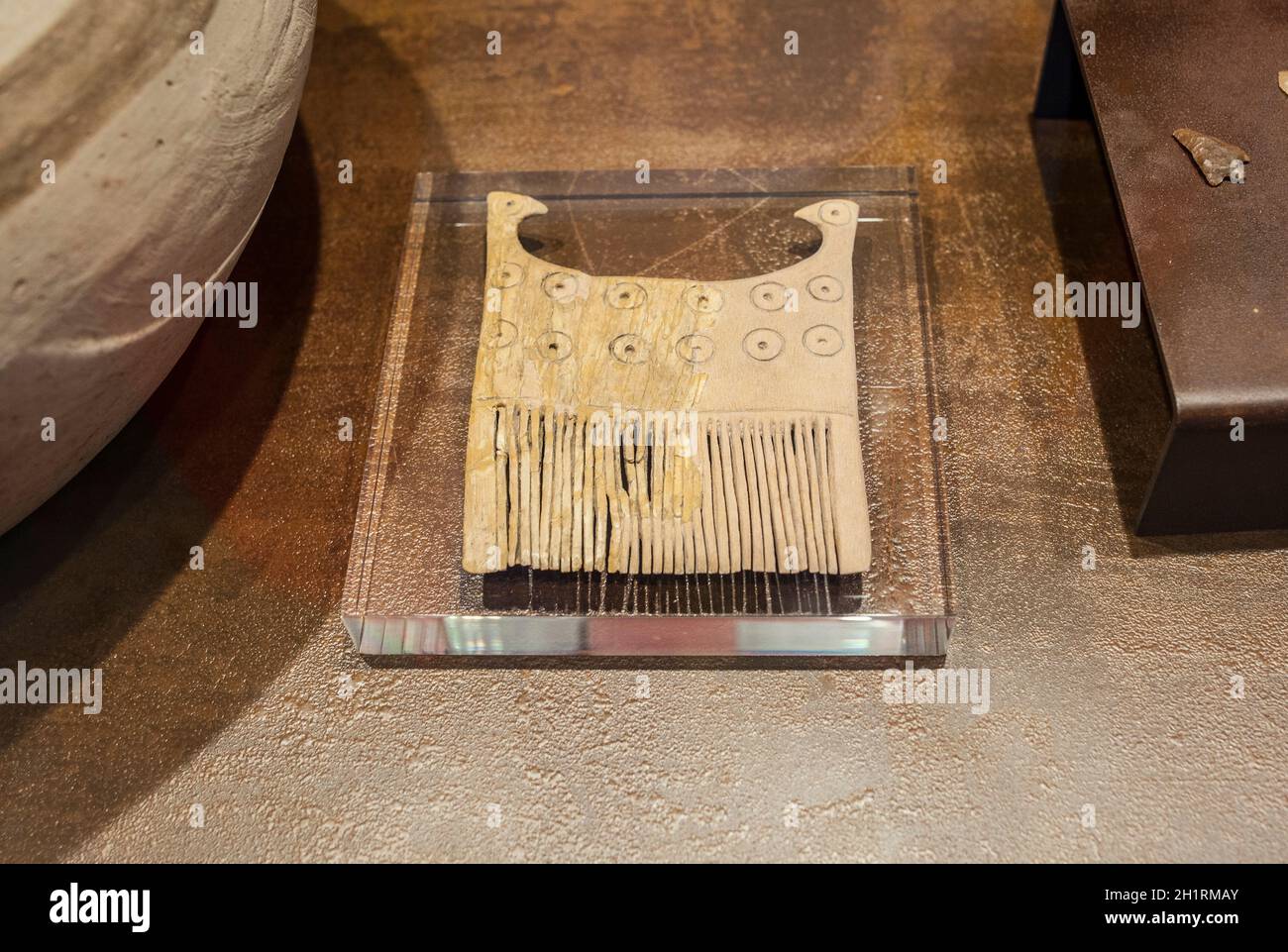 Lisbon, Portugal - March the 1st, 2020: Ivory Comb of Tell Abraq. 2300 ...
