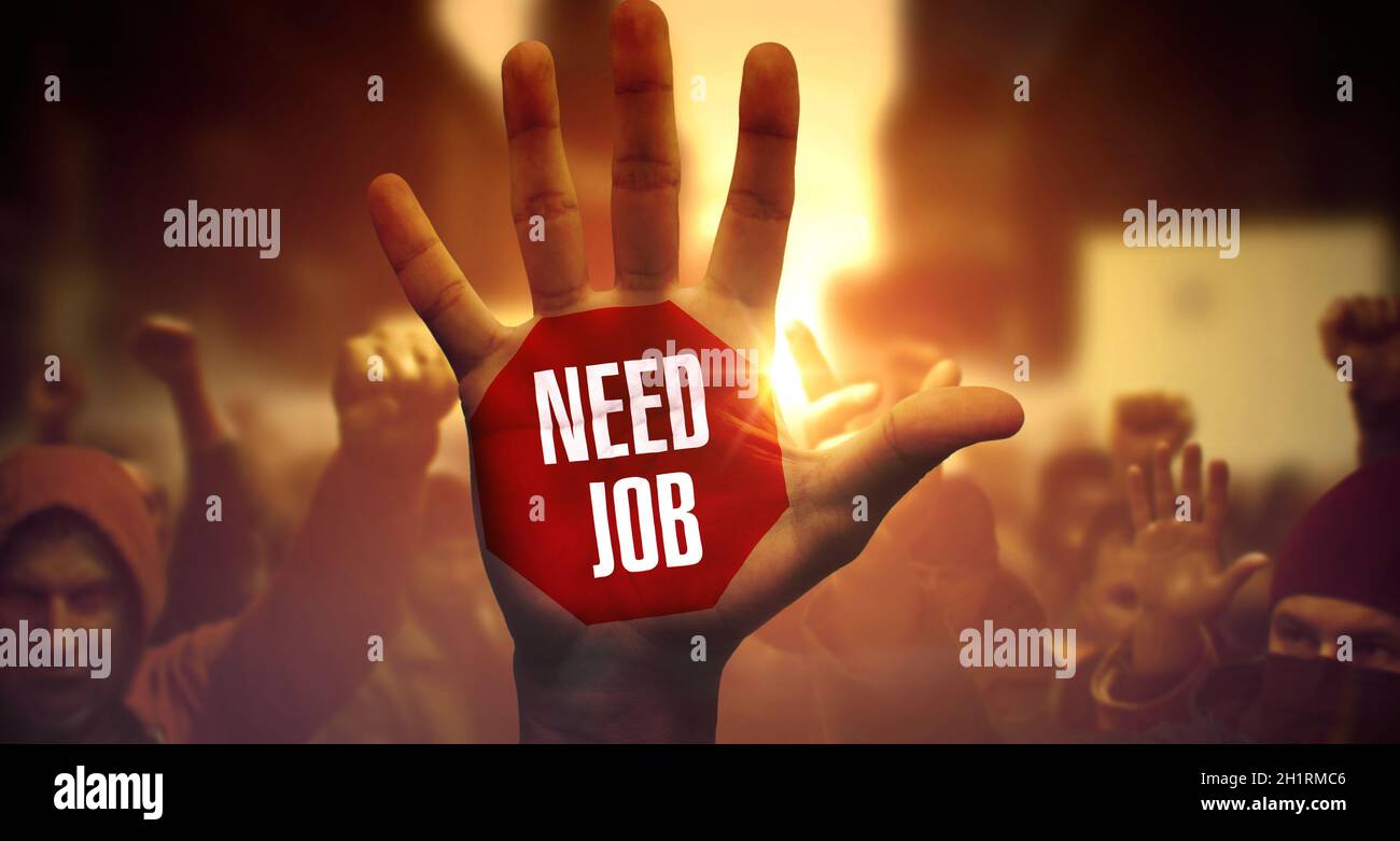 Crowd of on Public Protest. Need Job Written on Raised Arm. Need Job ...