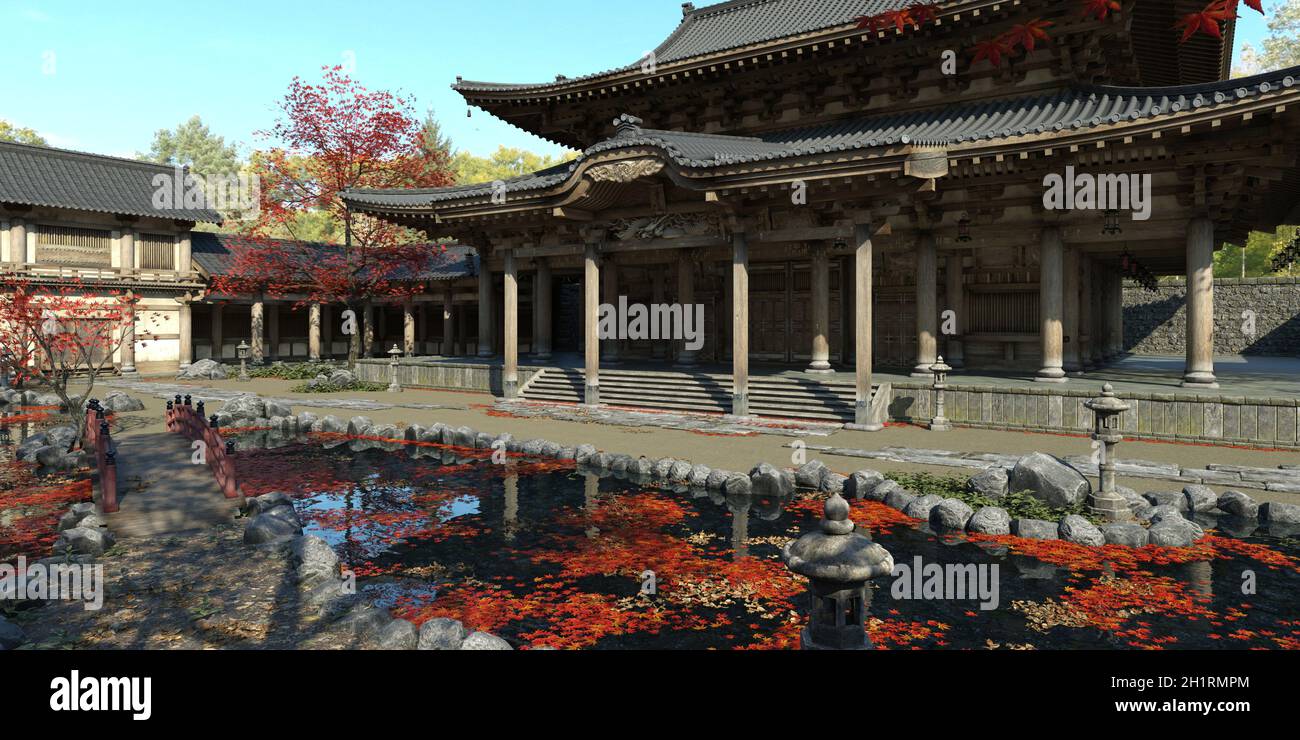 Castle medieval japan illustration hi-res stock photography and images ...
