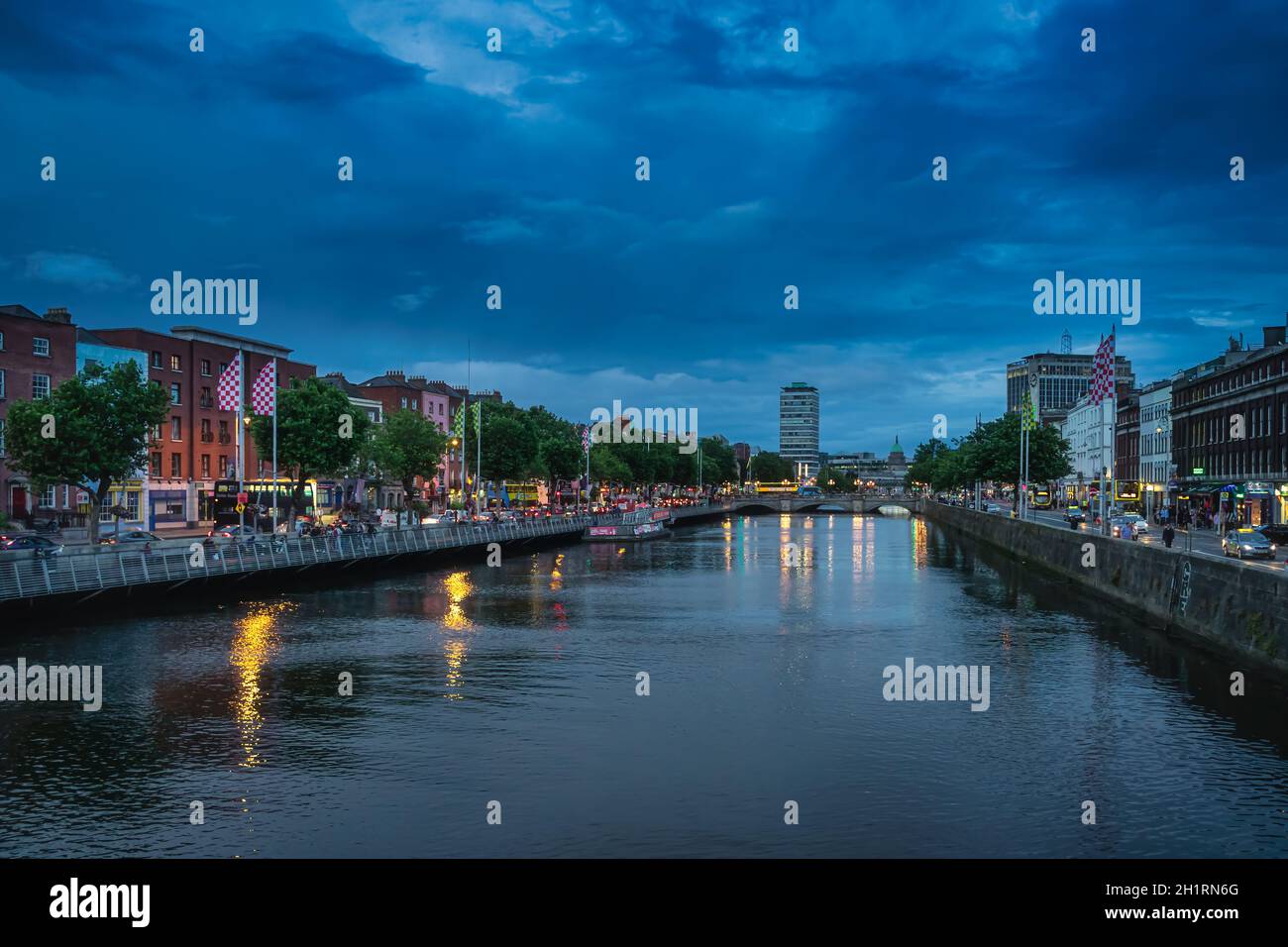 Dublin, Ireland, August 2019 Dublin nightlife. Night photography of ...