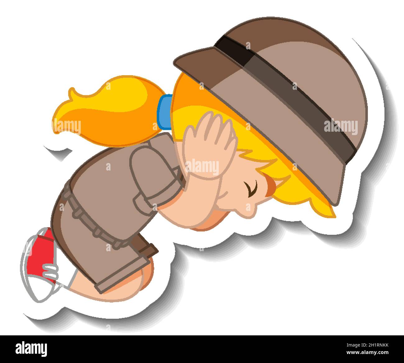 Little girl scout cartoon character sticker illustration Stock Vector ...