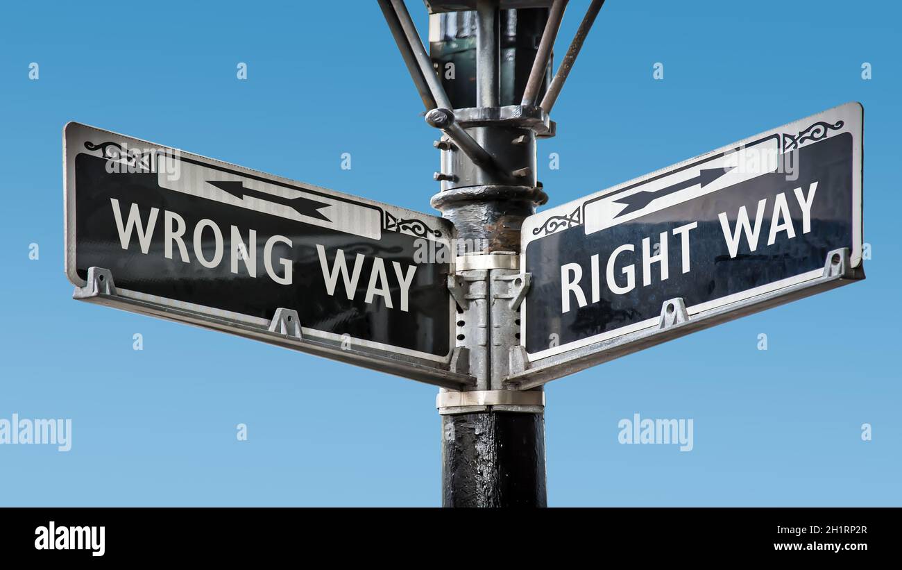 Street Sign RIGHT WAY versus WRONG WAY Stock Photo - Alamy