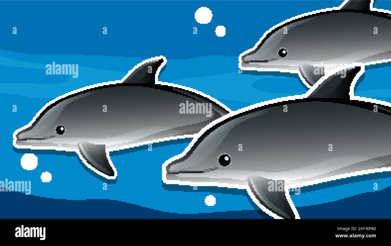 Thumbnail design with dolphin group illustration Stock Vector Image ...