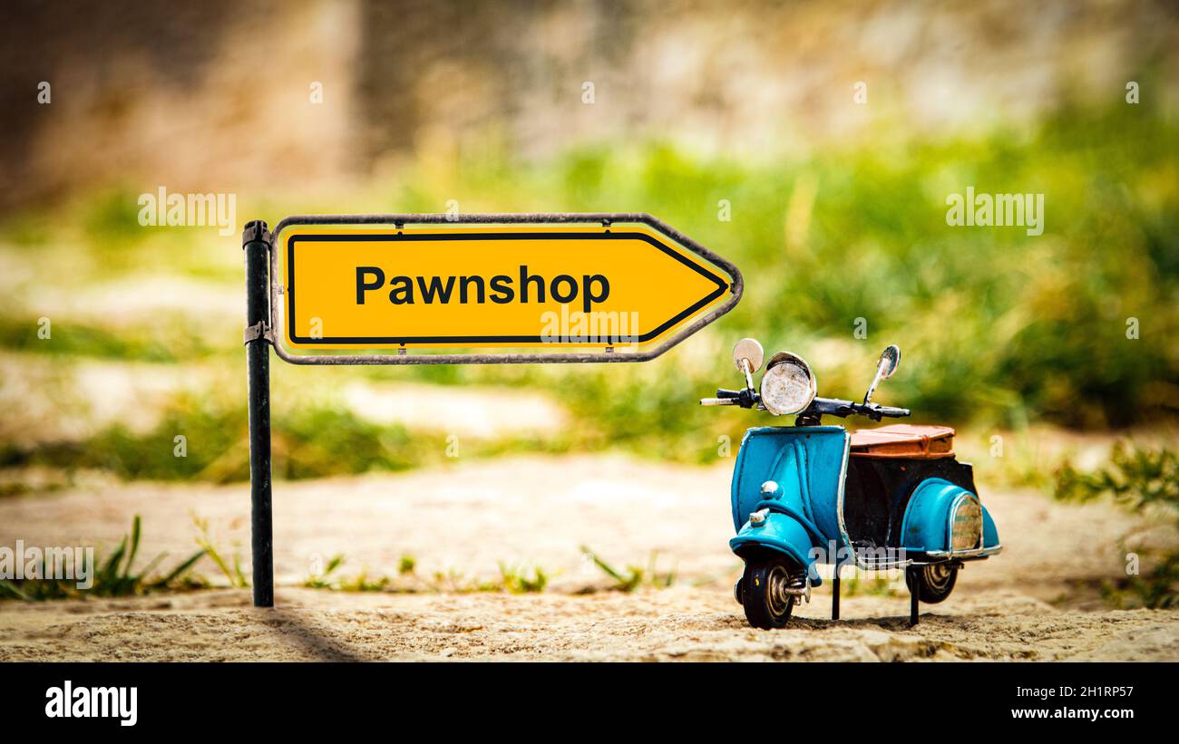 Street Sign the Direction Way to Pawnshop Stock Photo - Alamy