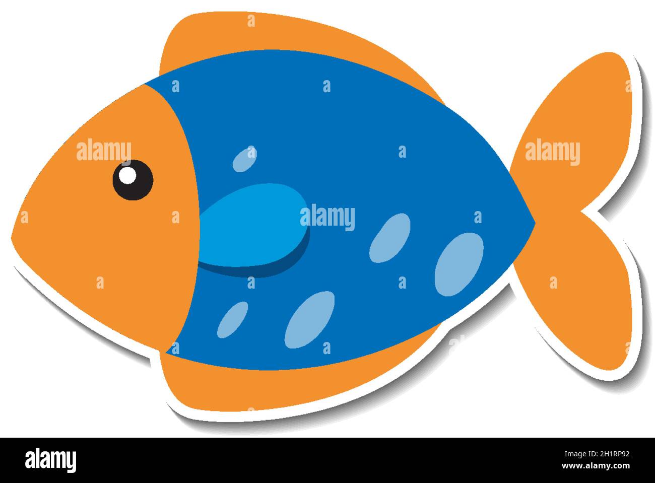 Cute flat fish cartoon sticker illustration Stock Vector Image & Art ...