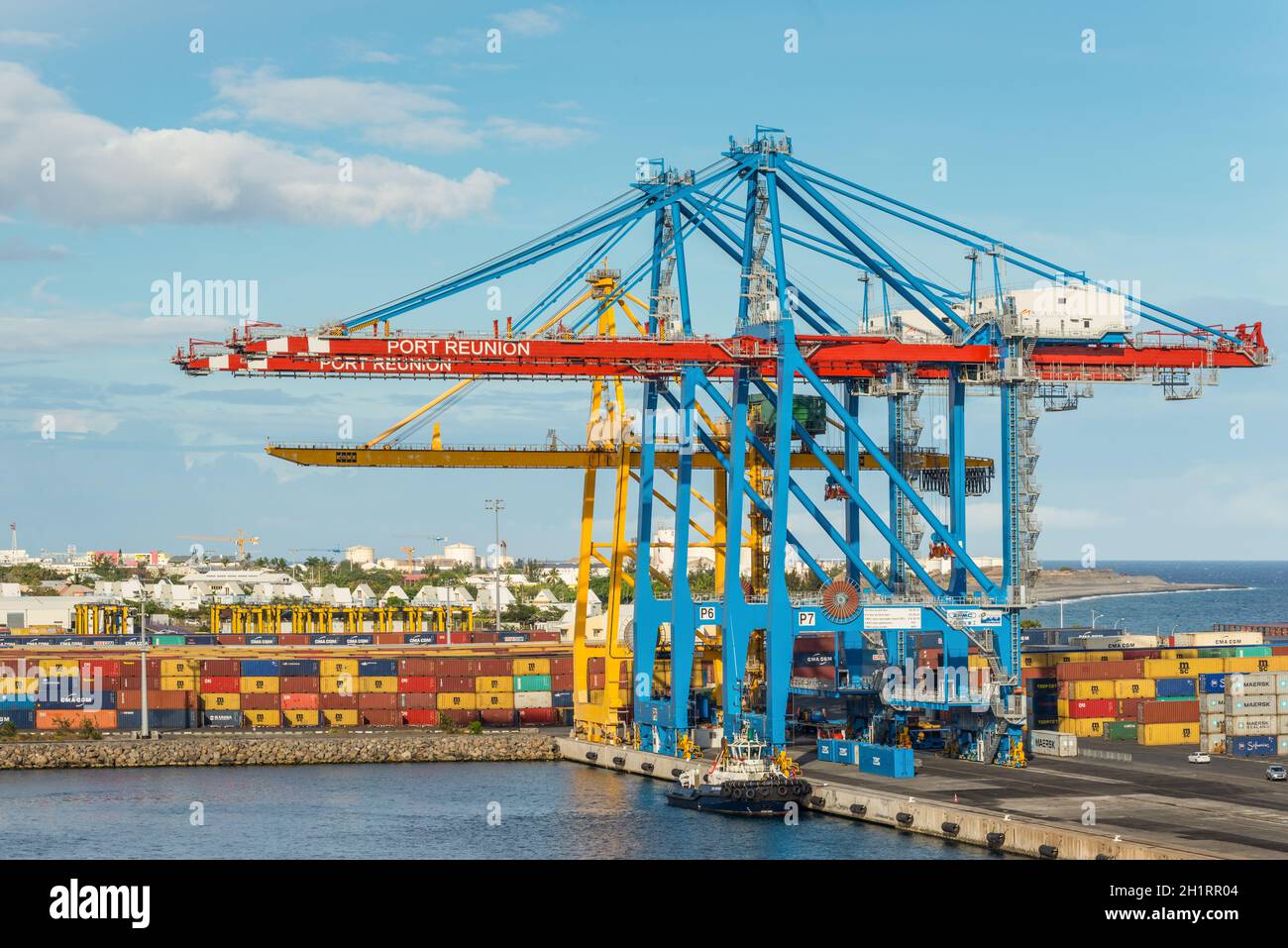Le Port, Reunion island, France - December 24, 2015: Industrial port ...
