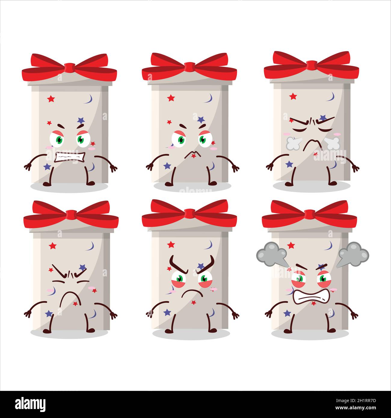 White long gift box cartoon character with various angry expressions ...
