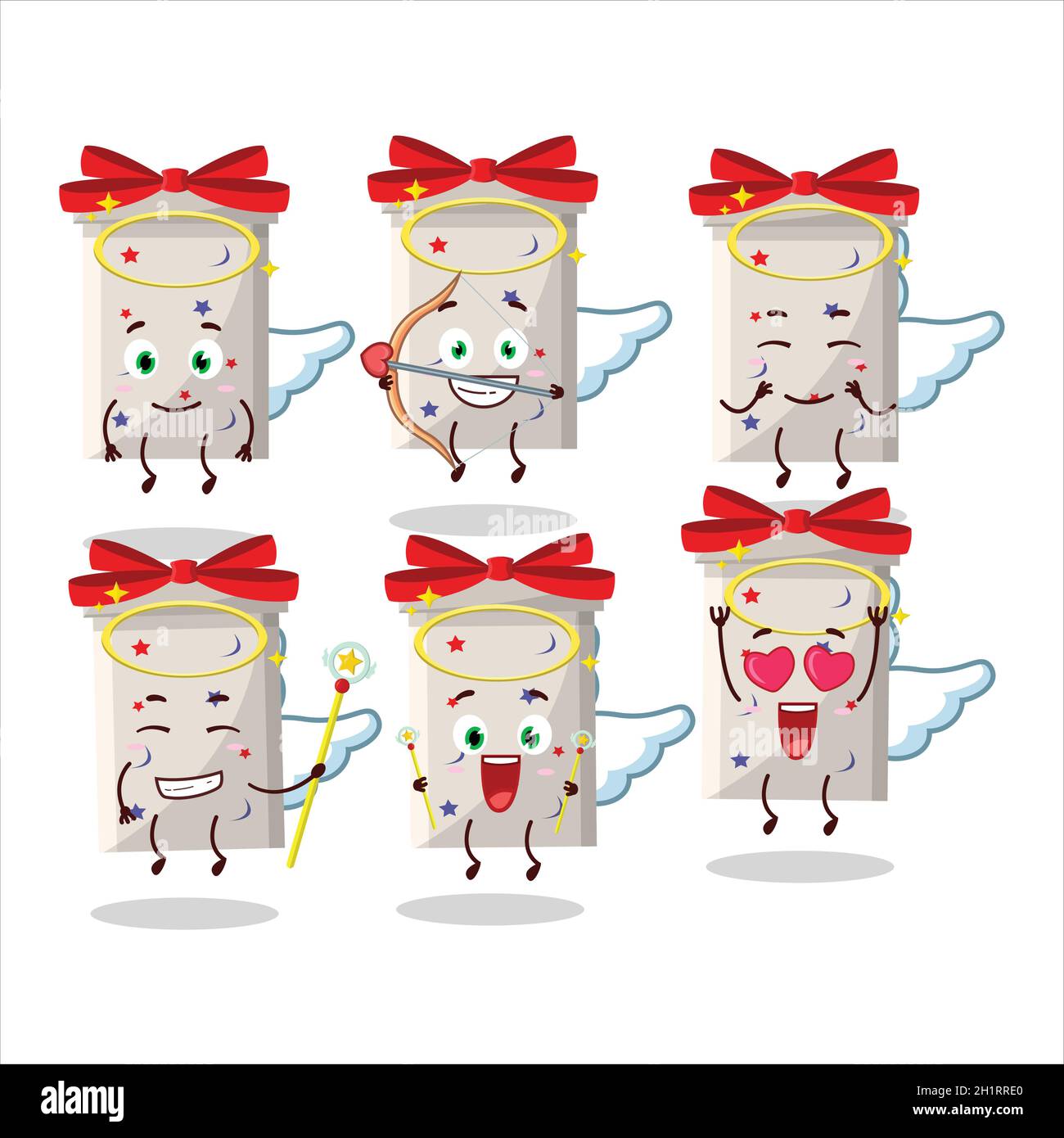 White long gift box cartoon designs as a cute angel character. Vector ...