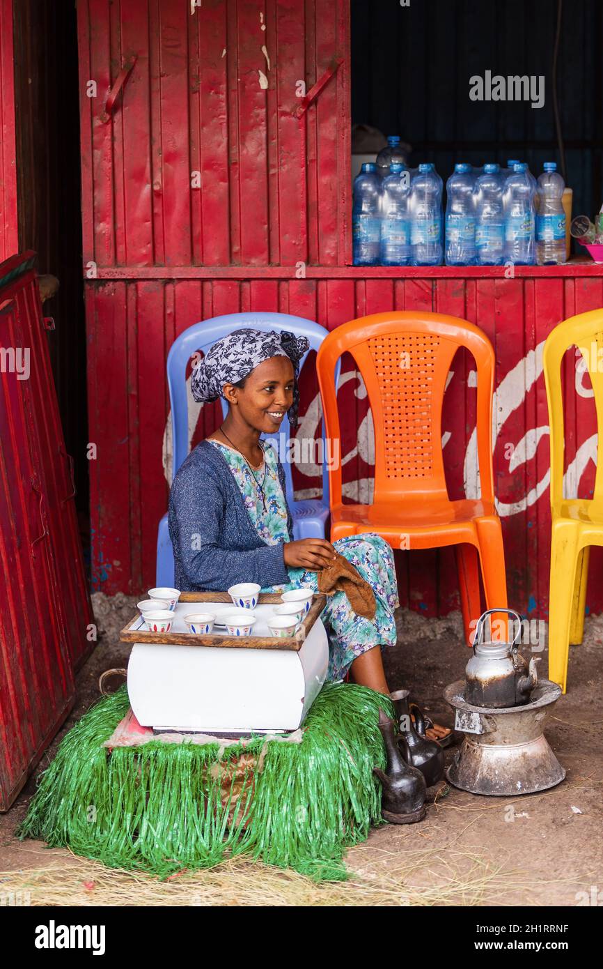 Adis Zemen, Ethiopia - April 22, 2019: Ethiopian traditional Coffee ...