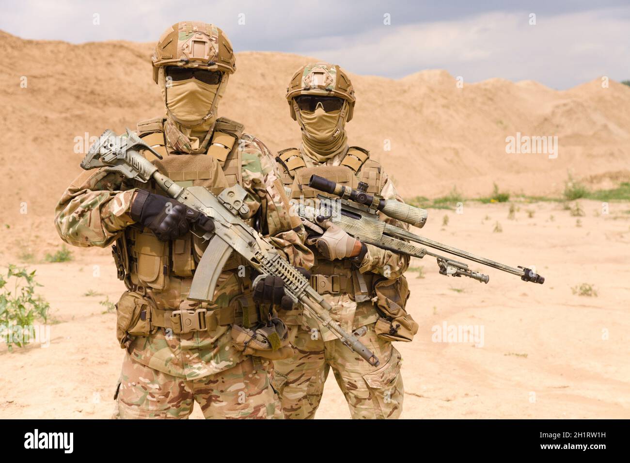 Portrait of two special forces soldiers during military operation Stock ...