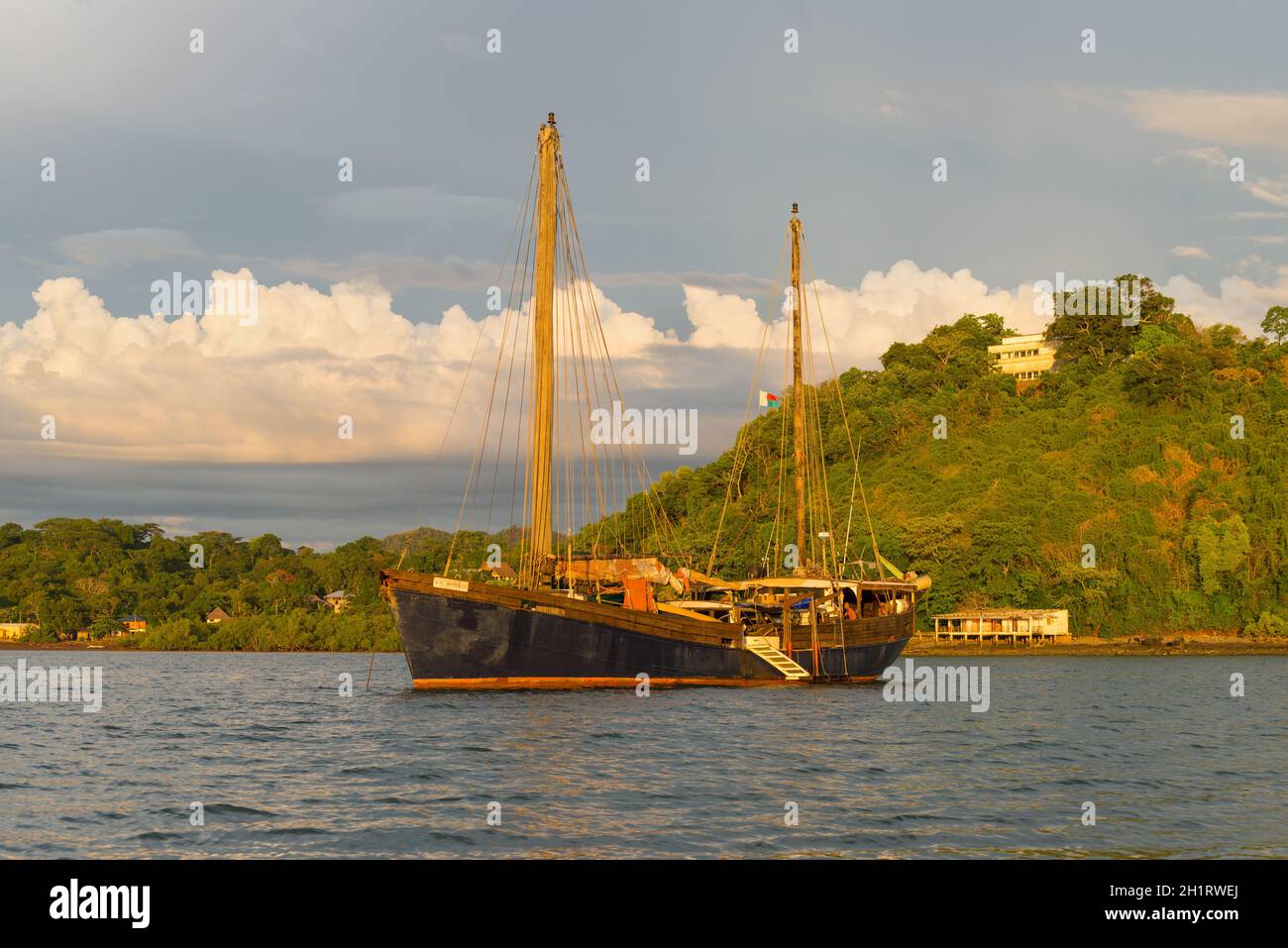 Hell-Ville, Madagascar - December 19, 2015: SV Ooskus vessel in the ...