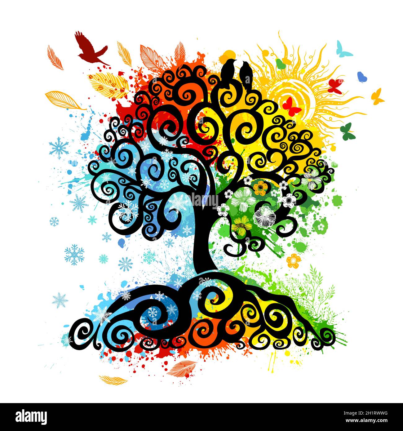 Abstract tree seasons of the year. Vector illustration Stock Vector ...
