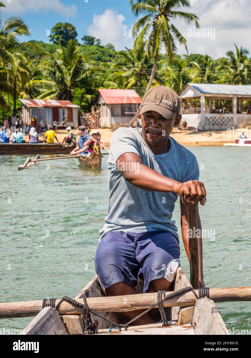 Ambatozavavy, Nosy Be, Madagascar - December 19, 2015: Boatman on his ...