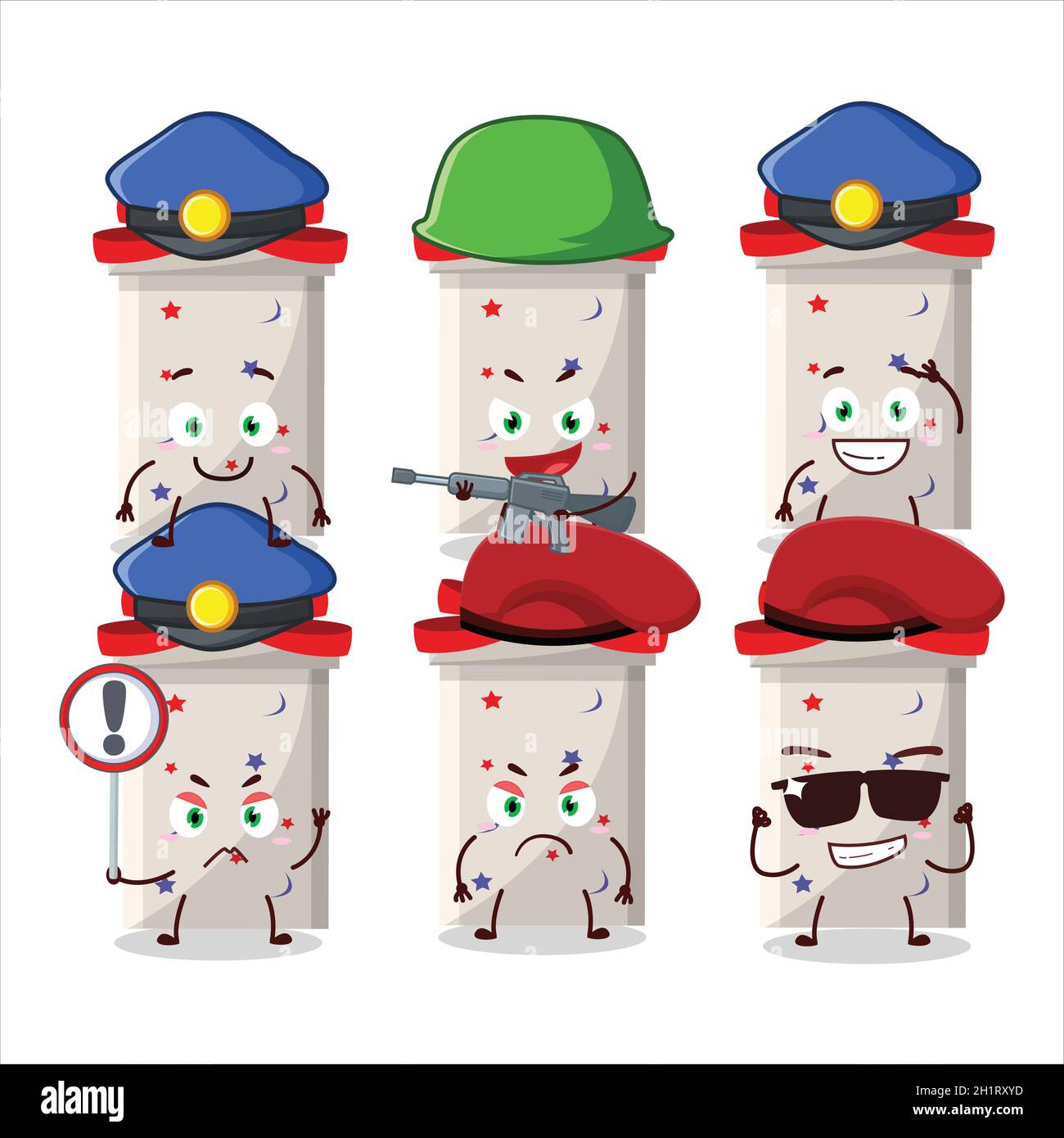 A dedicated Police officer of white long gift box mascot design style ...