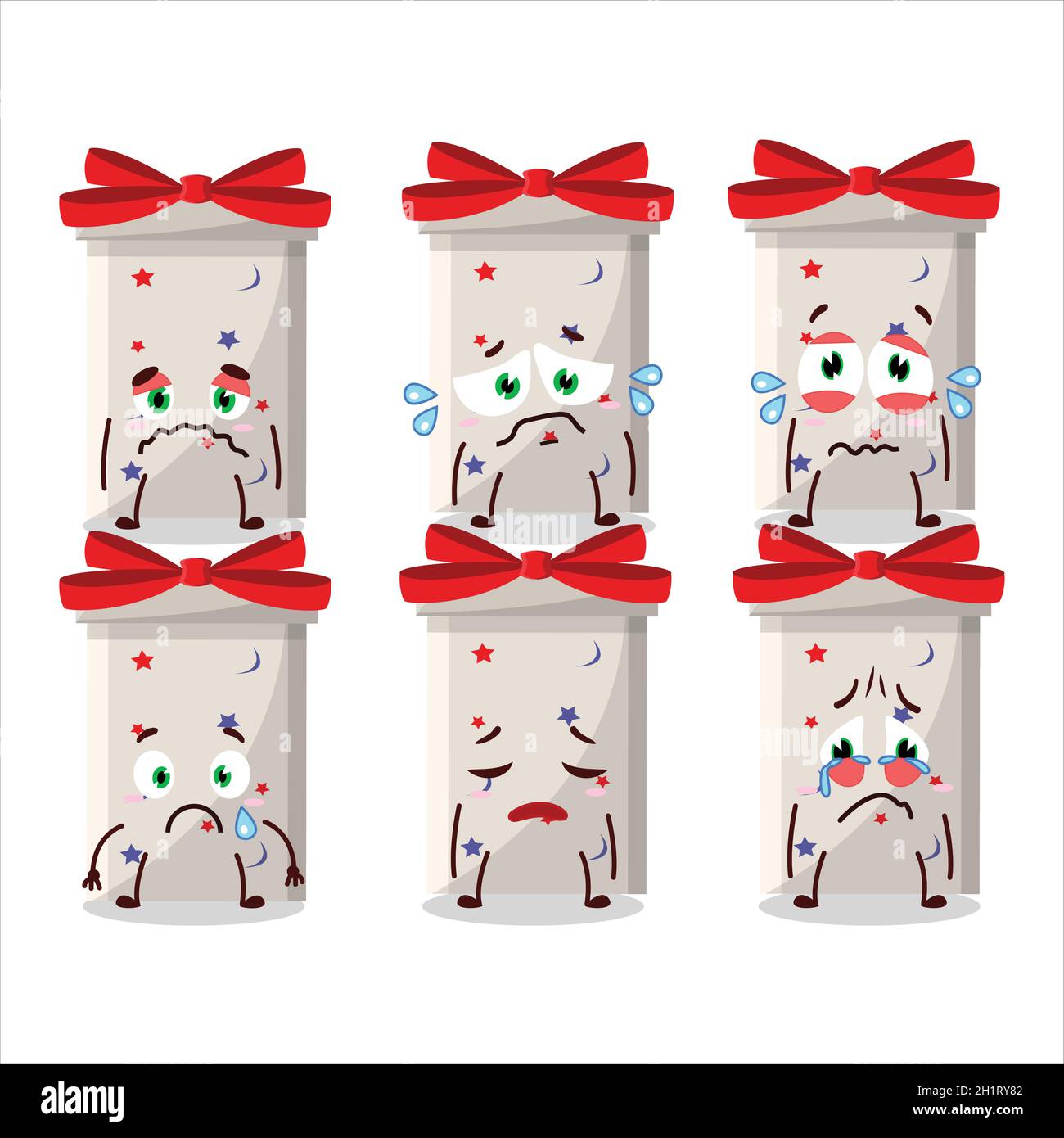 White long gift box cartoon character with sad expression. Vector ...