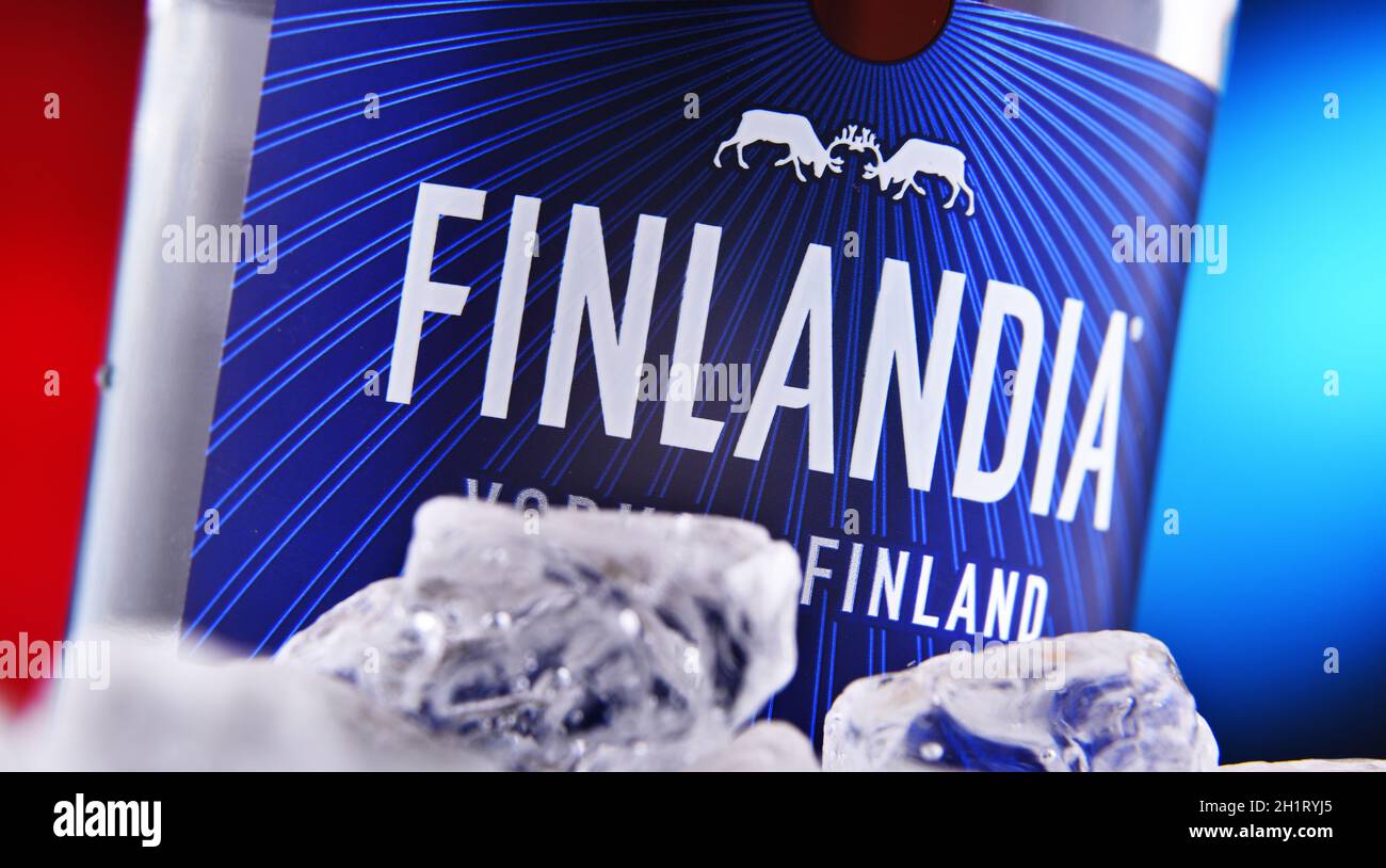 POZNAN, POL - JAN 28, 2021: Bottle of Finlandia, a brand of Finnish ...
