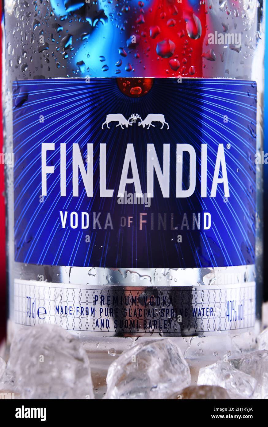 POZNAN, POL - JAN 28, 2021: Bottle of Finlandia, a brand of Finnish ...