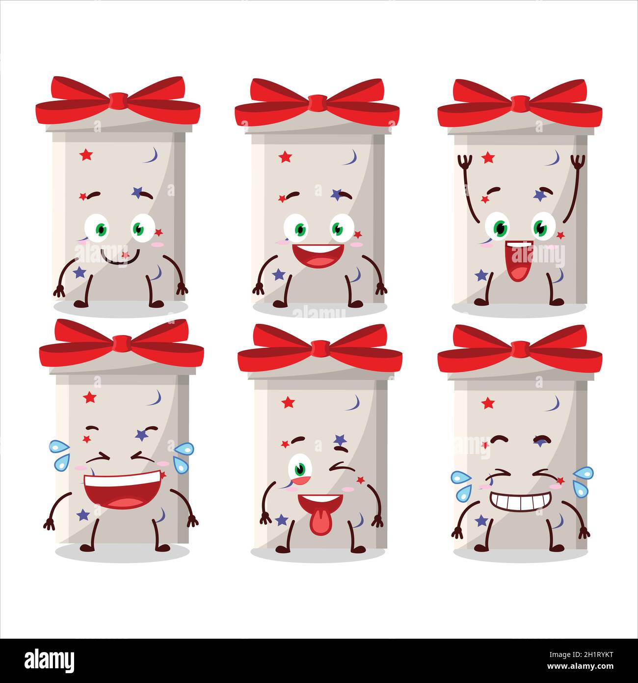 Cartoon character of white long gift box with smile expression. Vector ...