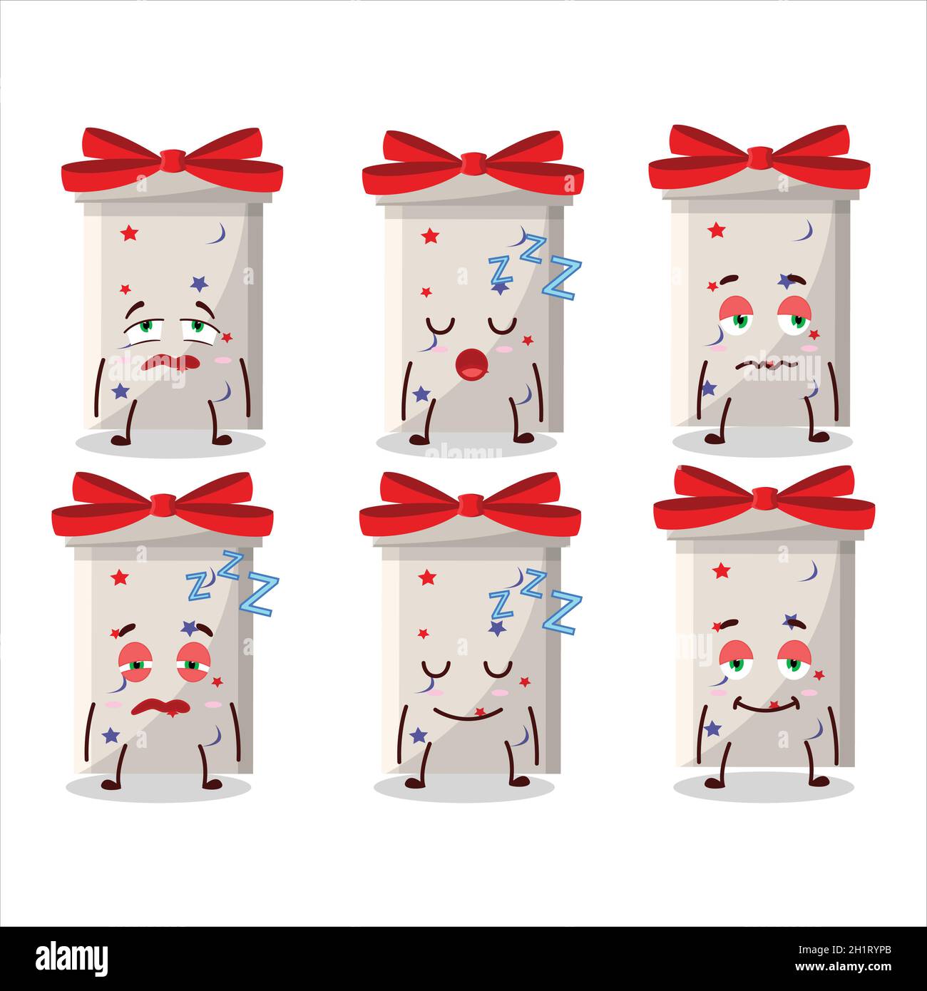 Cartoon character of white long gift box with sleepy expression. Vector ...