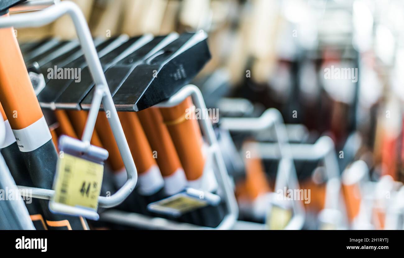 Hammers presented in a hardware store Stock Photo - Alamy