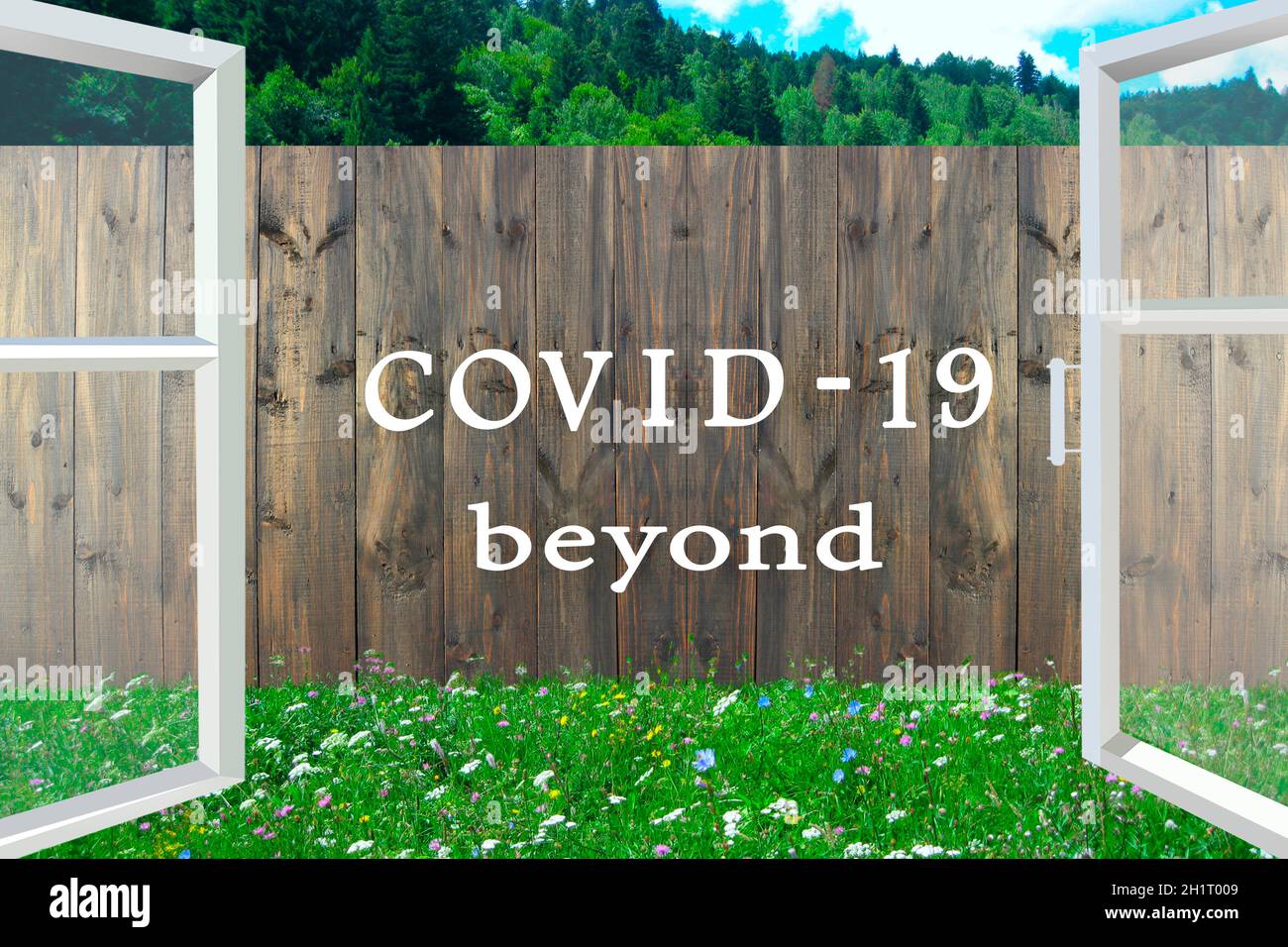 Open window overlooking fence hi-res stock photography and images - Alamy