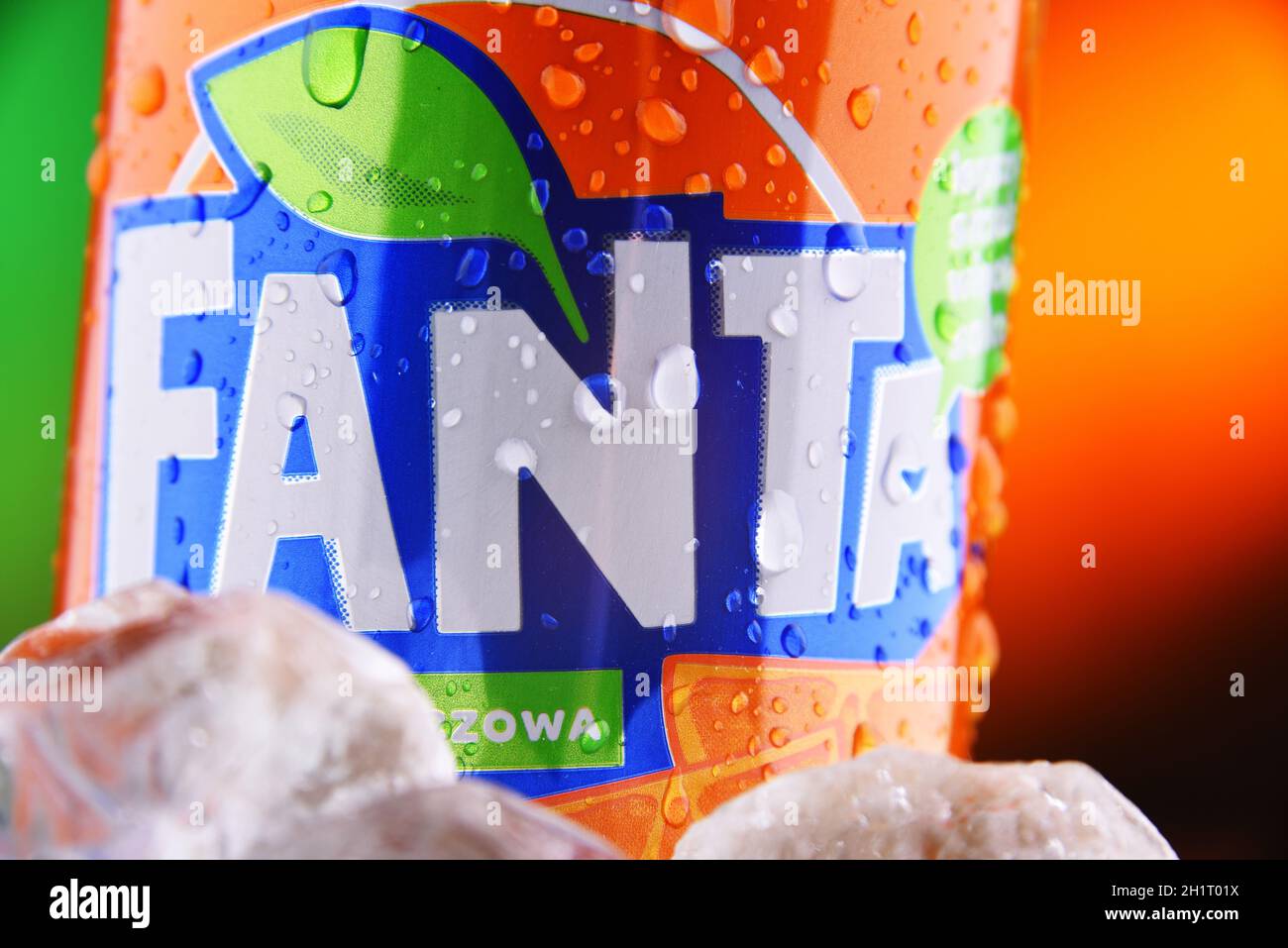 POZNAN, POL - FEB 25, 2021: Can of Fanta, a global brand of fruit ...