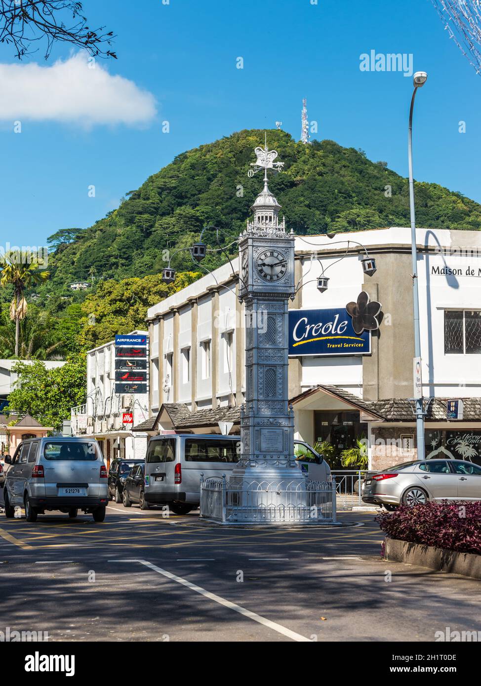 Victoria, Mahe, Seychelles - December 16, 2015: The clock tower of ...