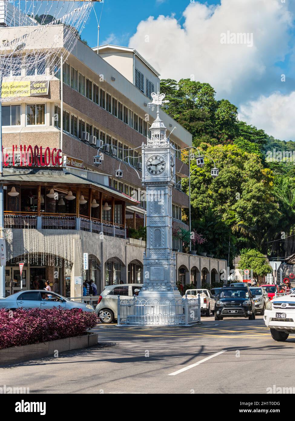 Victoria, Mahe, Seychelles - December 16, 2015: The clock tower of ...