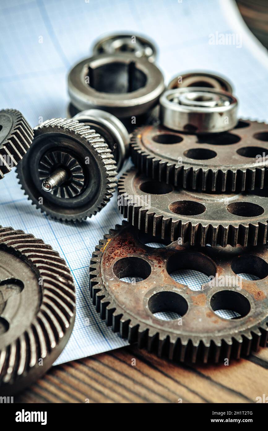Car parts on graph paper for car engineering Stock Photo - Alamy