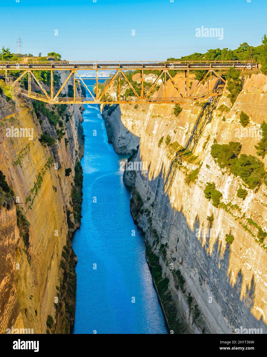 Day landscape scene at famous corinthian channel, greece Stock Photo ...