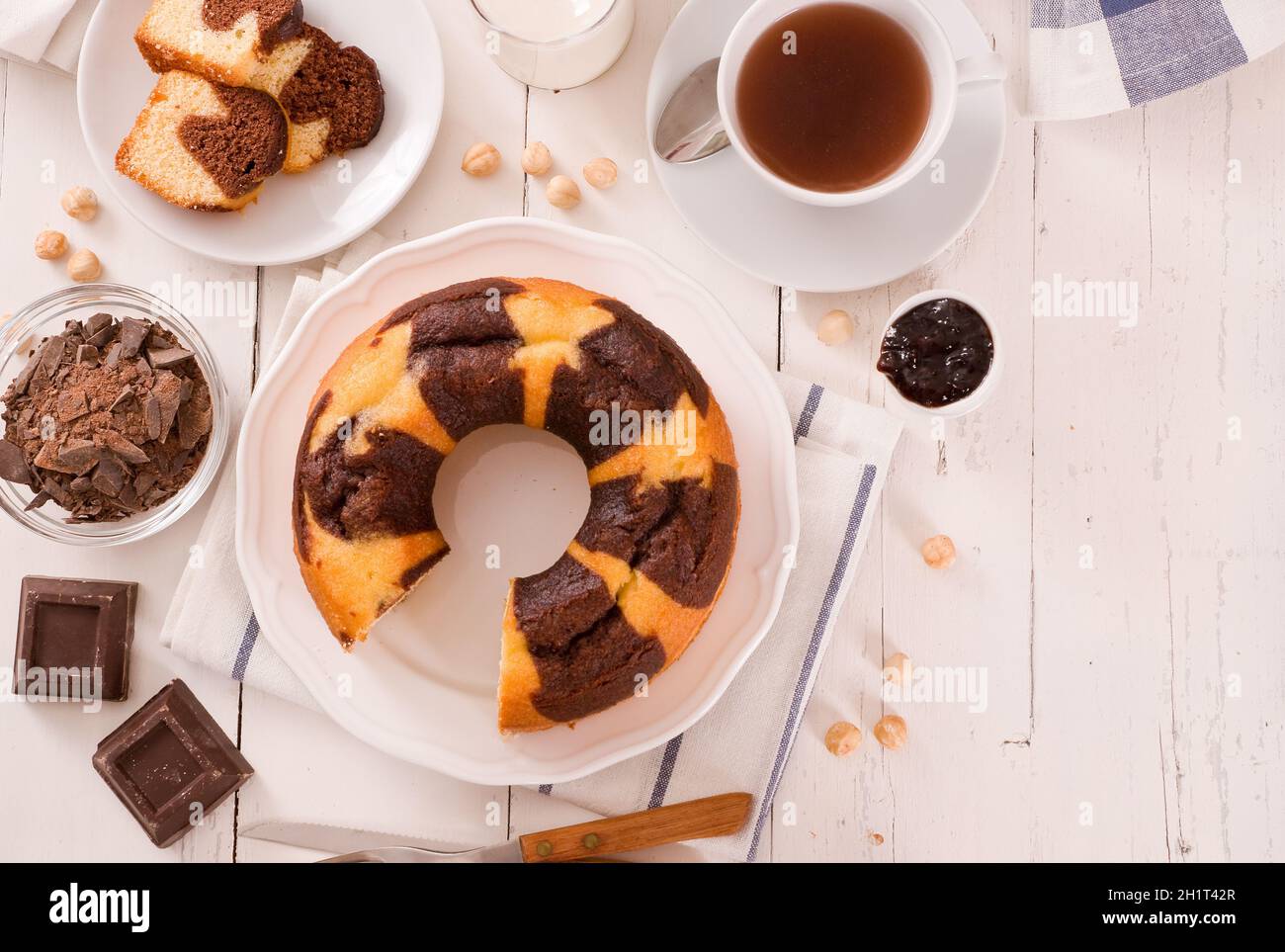 Marble ring cake Stock Photo - Alamy