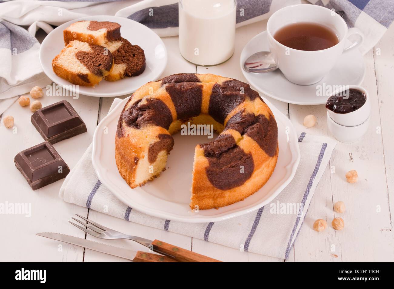Marble ring cake Stock Photo - Alamy