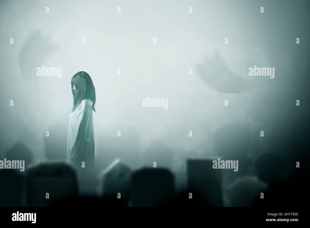 Woman ghost graveyard hi-res stock photography and images - Alamy