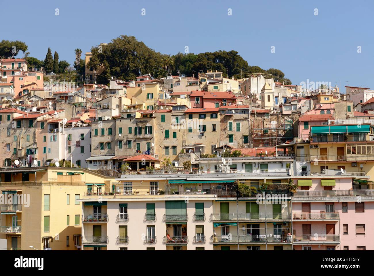cityscape of ancient hilly part of town, shot at Sanremo, Imperia ...