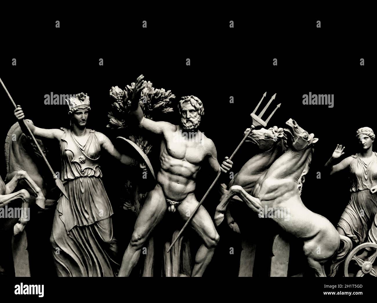 High contrast greek goddes sculpture over black background Stock Photo ...