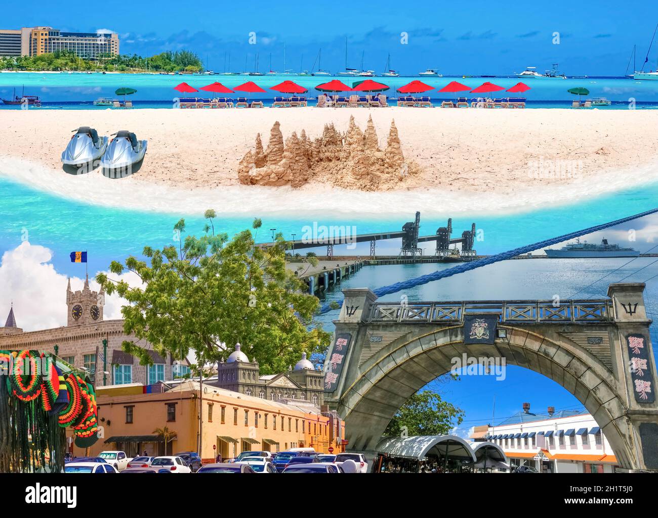 The tropical beach, Barbados, Caribbean with blue water Stock Photo - Alamy